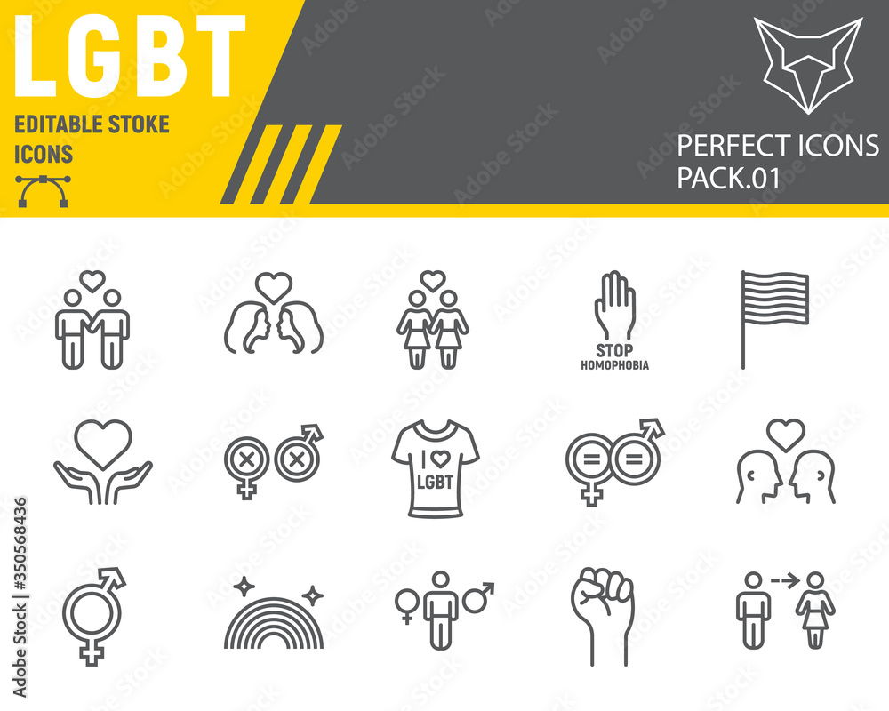 LGBT line icon set, lgbtq symbols collection, vector sketches, logo ...