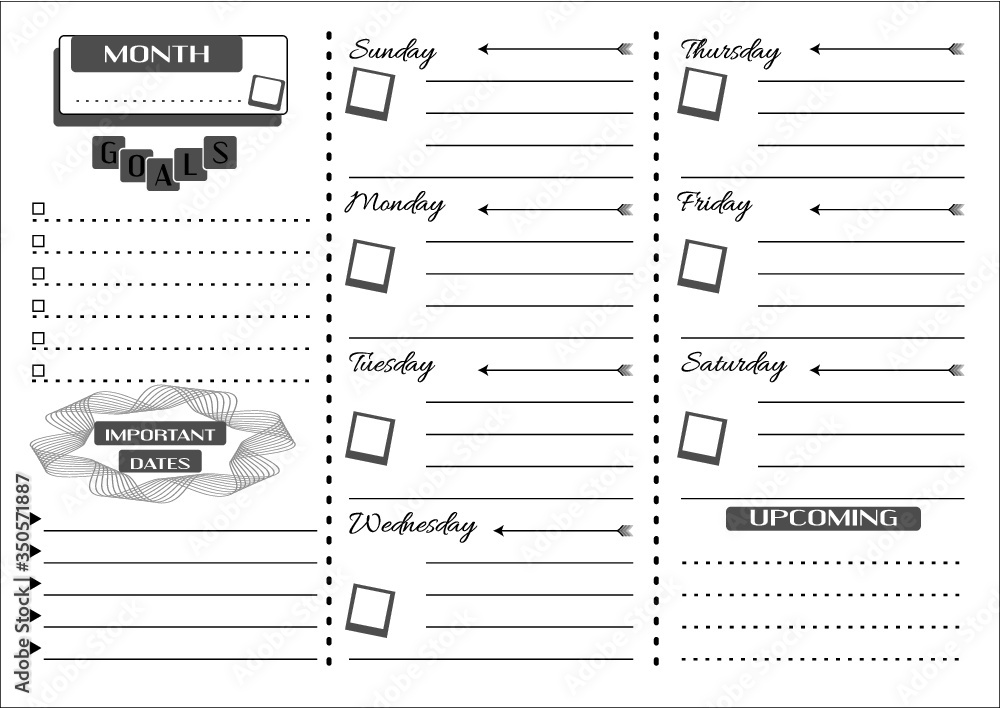 Professional printable bullet journal weekly planner Stock Vector ...