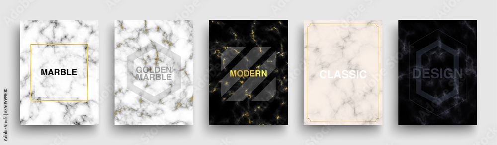 Set of Marble Texture Posters. Luxury Covers Template Design. Minimal ...