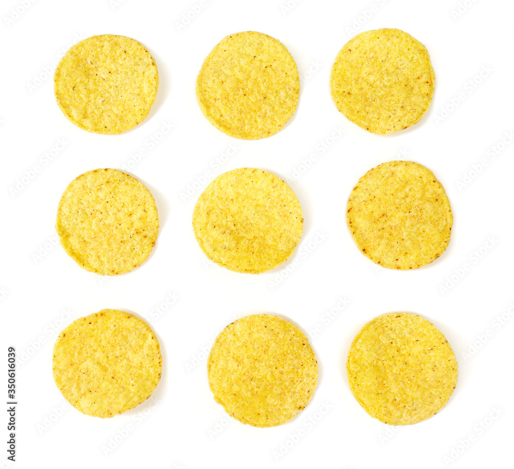 round corn chips isolated on white background Stock Photo | Adobe Stock