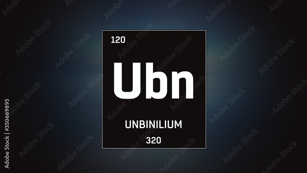 3D illustration of Unbinilium as Element 120 of the Periodic Table ...