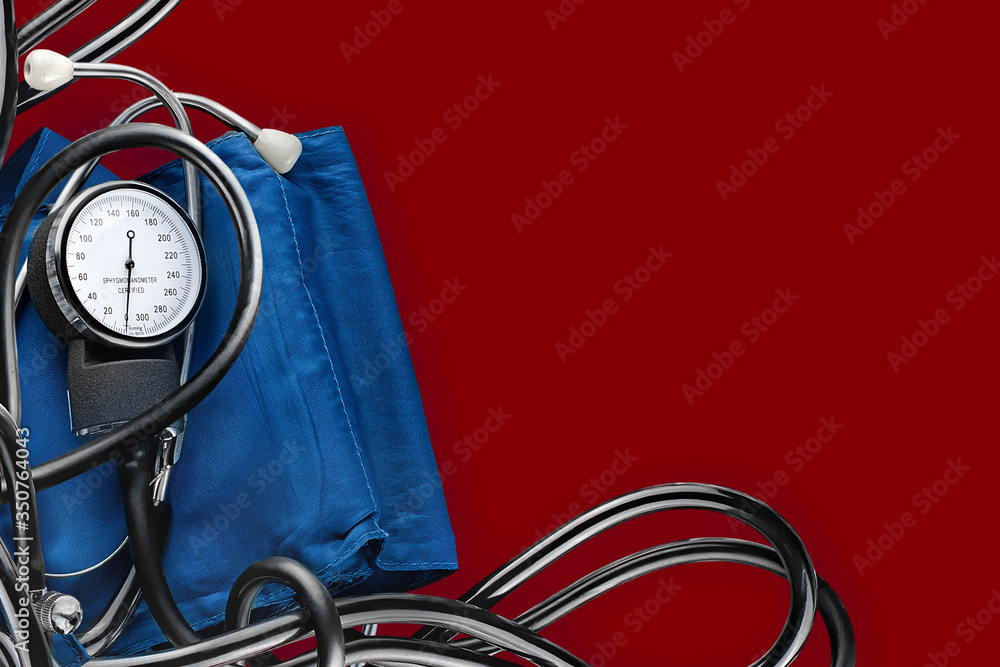 Classic tonometer isolated. Blood pressure monitoring tool, top view ...