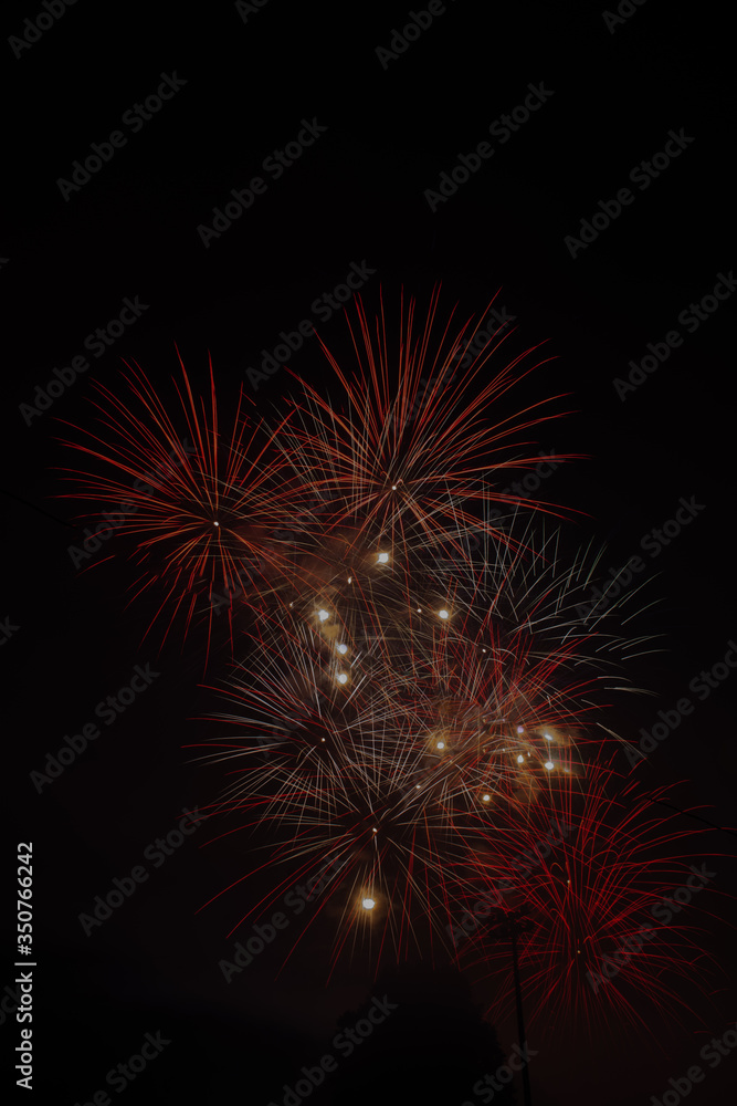 Explosive colorful fireworks display celebrating the fourth of July ...