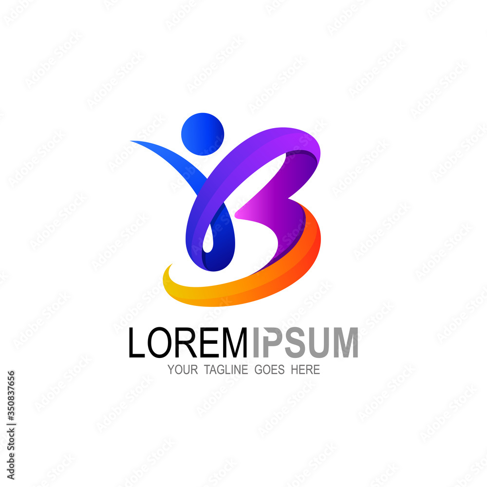 logo human and letter b design vector, charity icon , social and ...