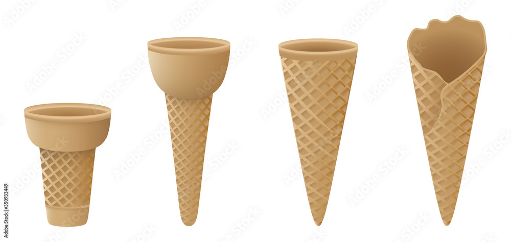set of isolated empty ice cream cones Stock Vector | Adobe Stock