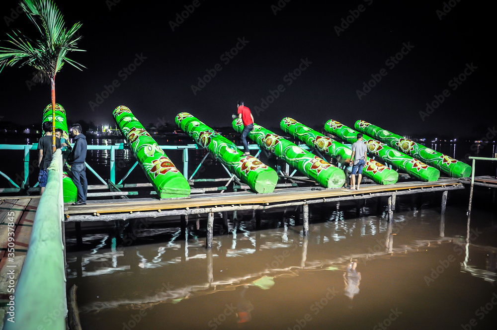 Meriam Karbit is a traditional cannon made of bamboo wood at Kapuas ...