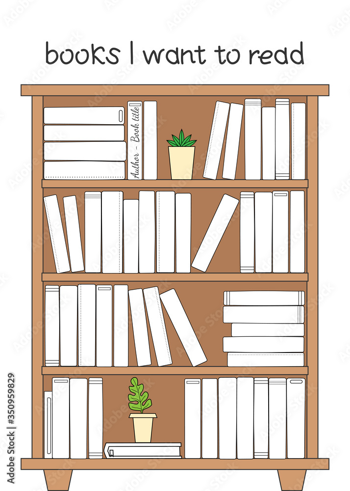 Vector illustration for printable with bookcase on white background ...