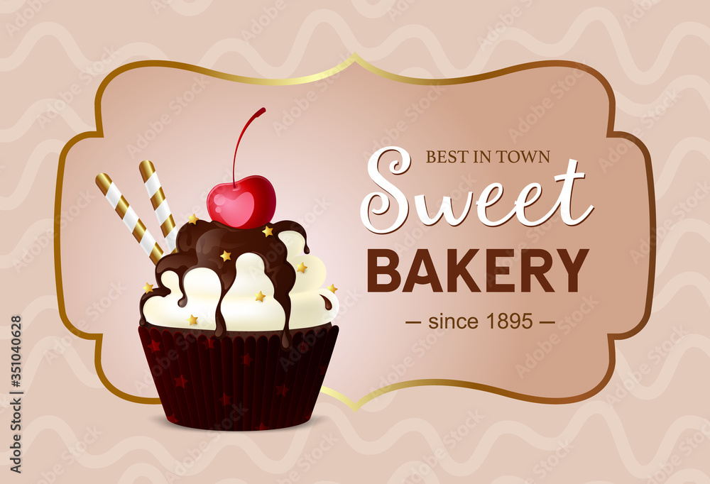 Flyer sweet pastries, homemade desserts, sweets. Suitable for posters ...