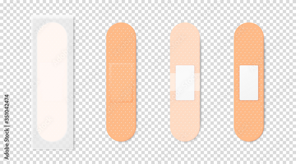 Vector 3d Realistic Medical Patch Icon Set Closeup Isolated on ...