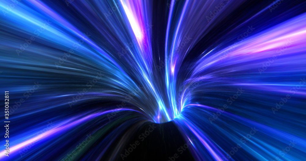 Abstract energy tunnel in space. Wormhole travel through time and space. Wormhole space ...