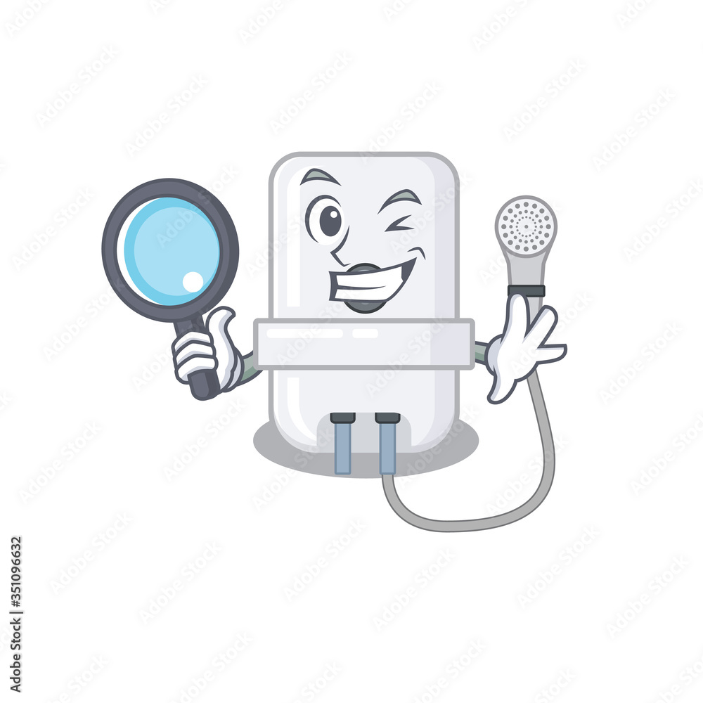 cartoon picture of electric water heater Detective using tools Stock ...