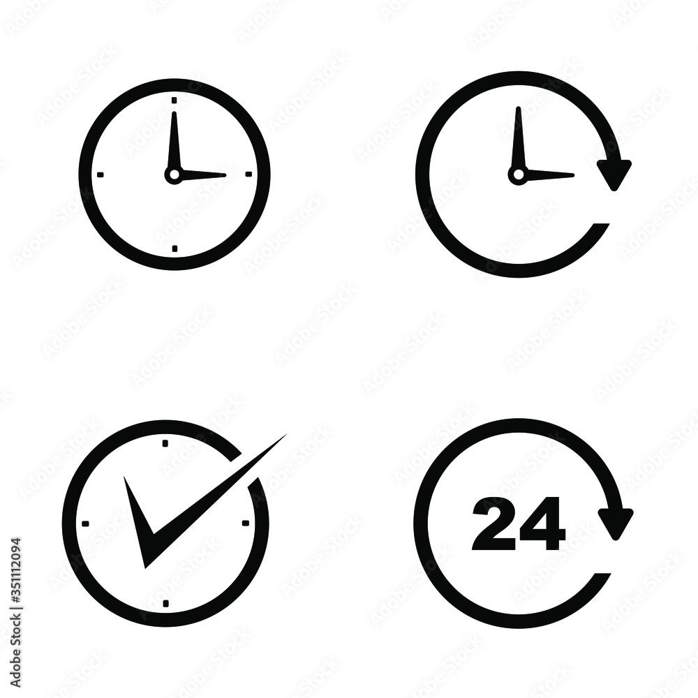 time icon clock symbol and calendar line art design for business cards ...