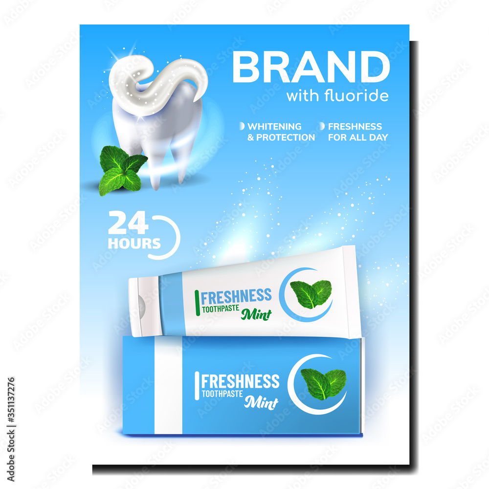Vector de Stock Toothpaste Tooth Protection Promo Poster Vector ...