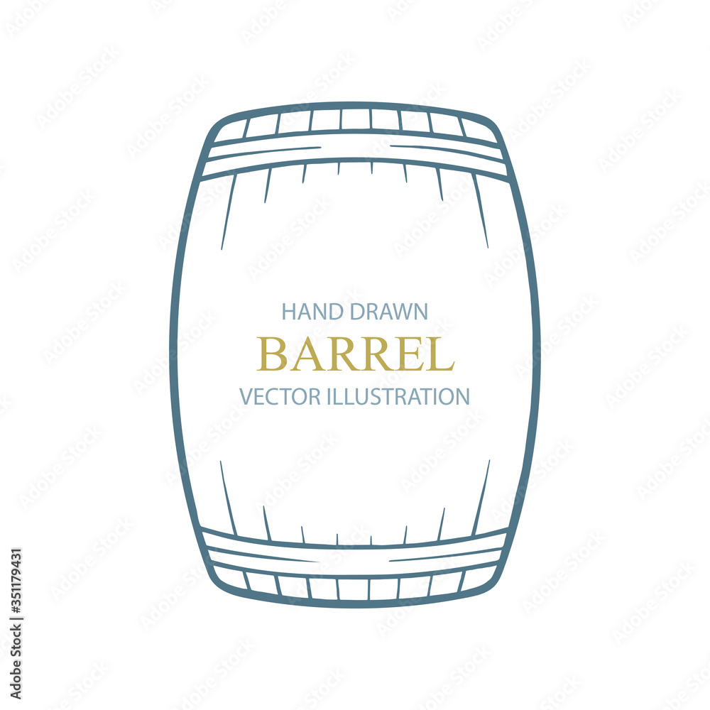 Barrel. Barrel hand drawn vector illustration. Outline wooden barrel ...