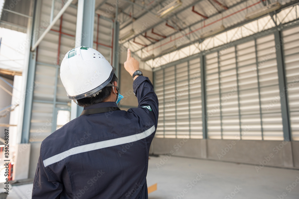 Civil engineer checking work construction site h. Building inspector ...