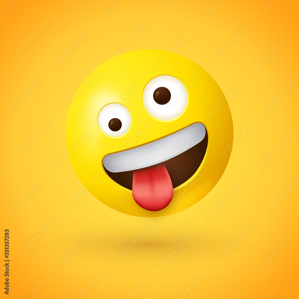 Image vectorielle Stock Zany face emoji - Silly face emoticon - A ...