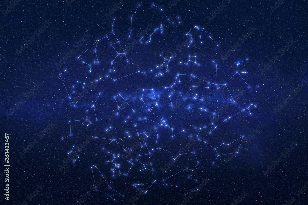 Constellations in outer space. Constellation stars on the night sky ...