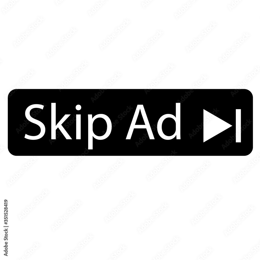 skip ad advertisement icon on white background. flat style. skip ad button for your web site ...