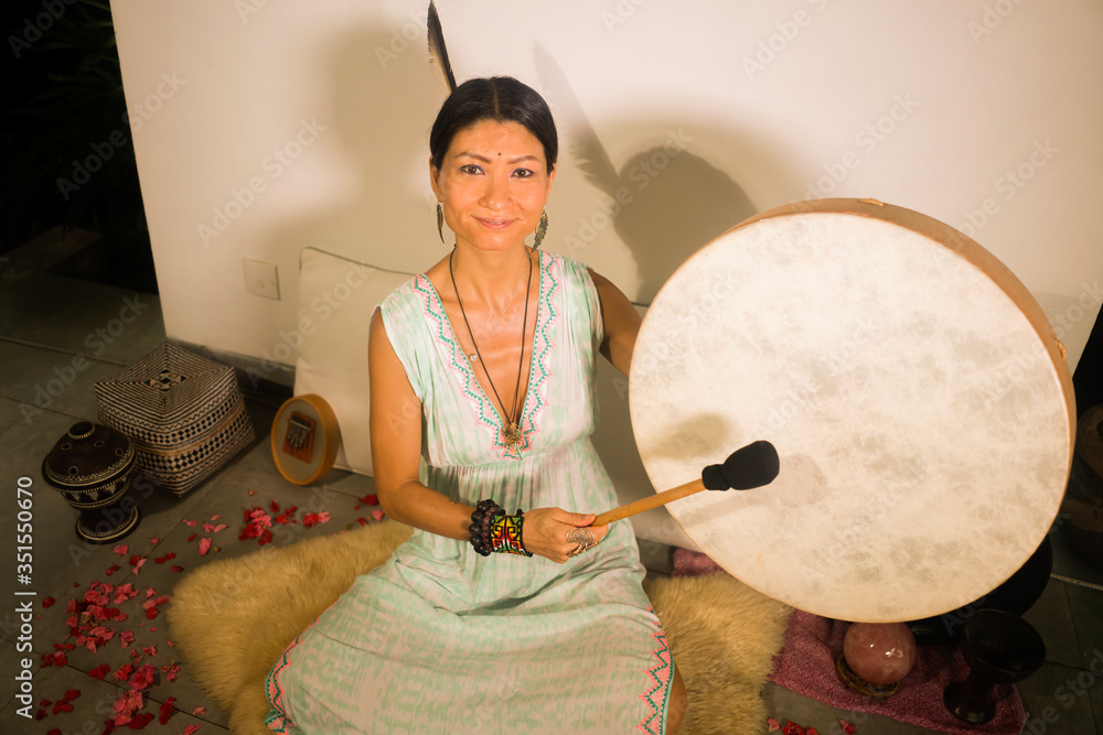 sound healing and meditation therapy - attractive and elegant Asian ...