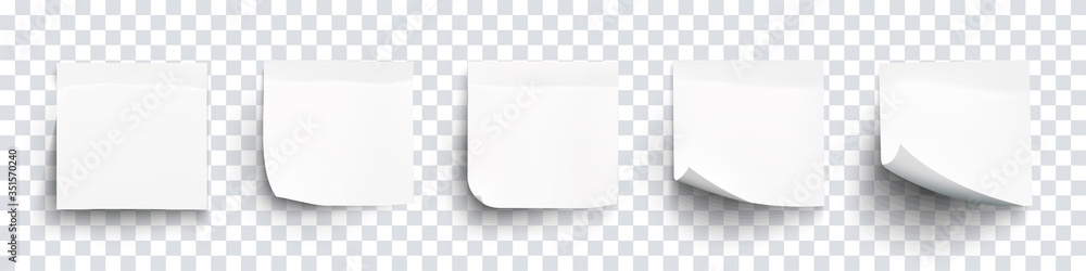 Realistic set sticky note white colors isolated on transparent ...