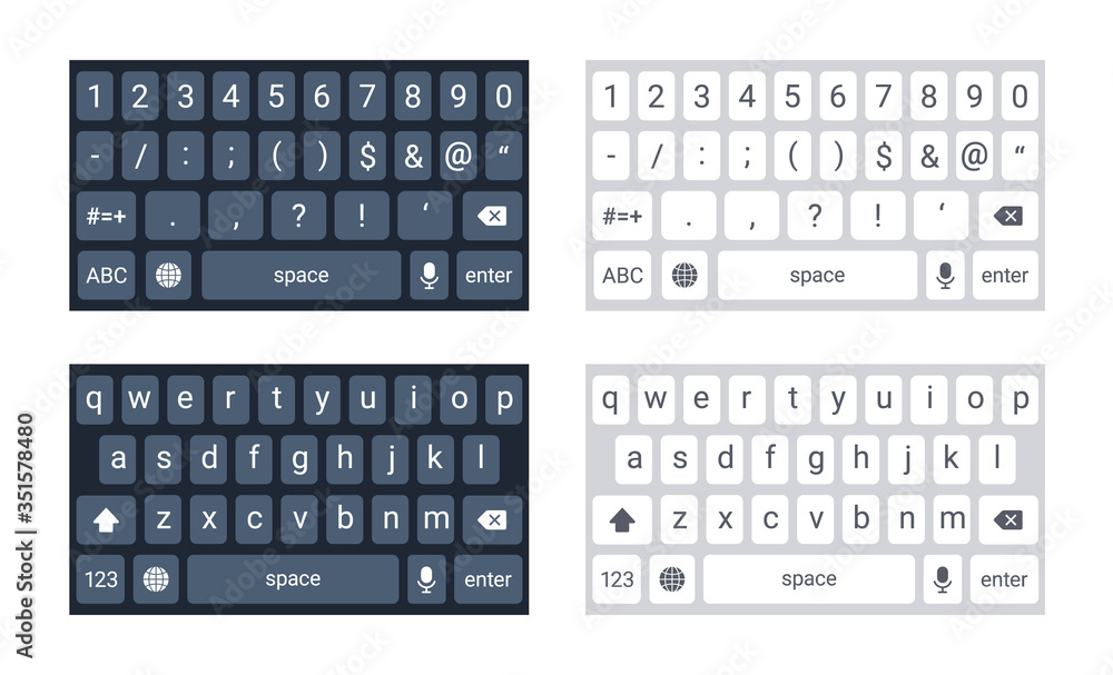 Phone keyboard mockup, qwerty keypad alphabet buttons and numbers in ...