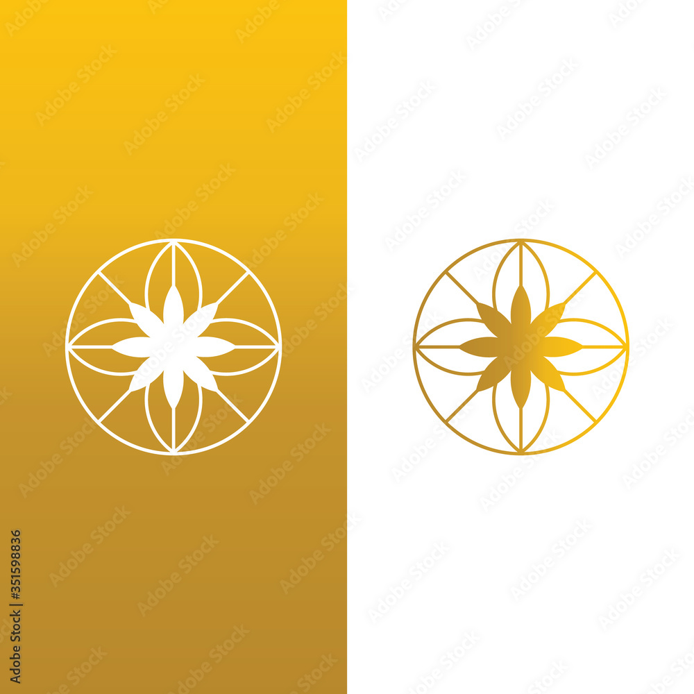 เวกเตอร์ Stock Minimal logo design, golden shapes and abstract symbols ...
