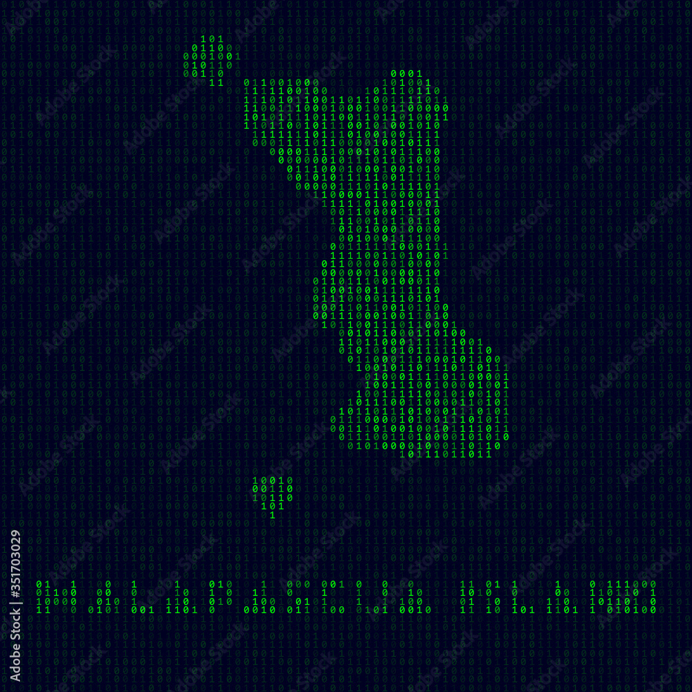 Digital Malapascua Island logo. Island symbol in hacker style. Binary code map of Malapascua ...