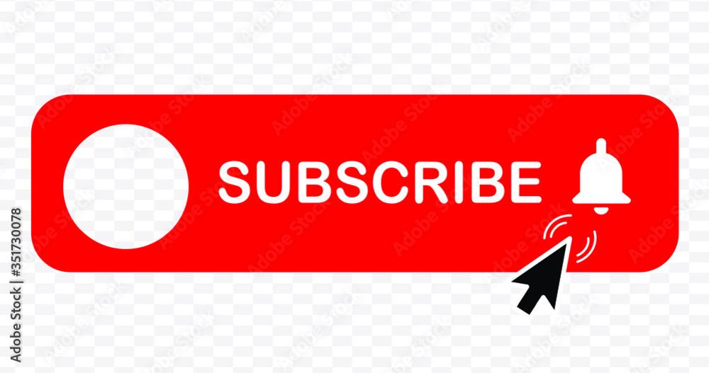 SUBSCRIBE - button red color with handon transparent background ...