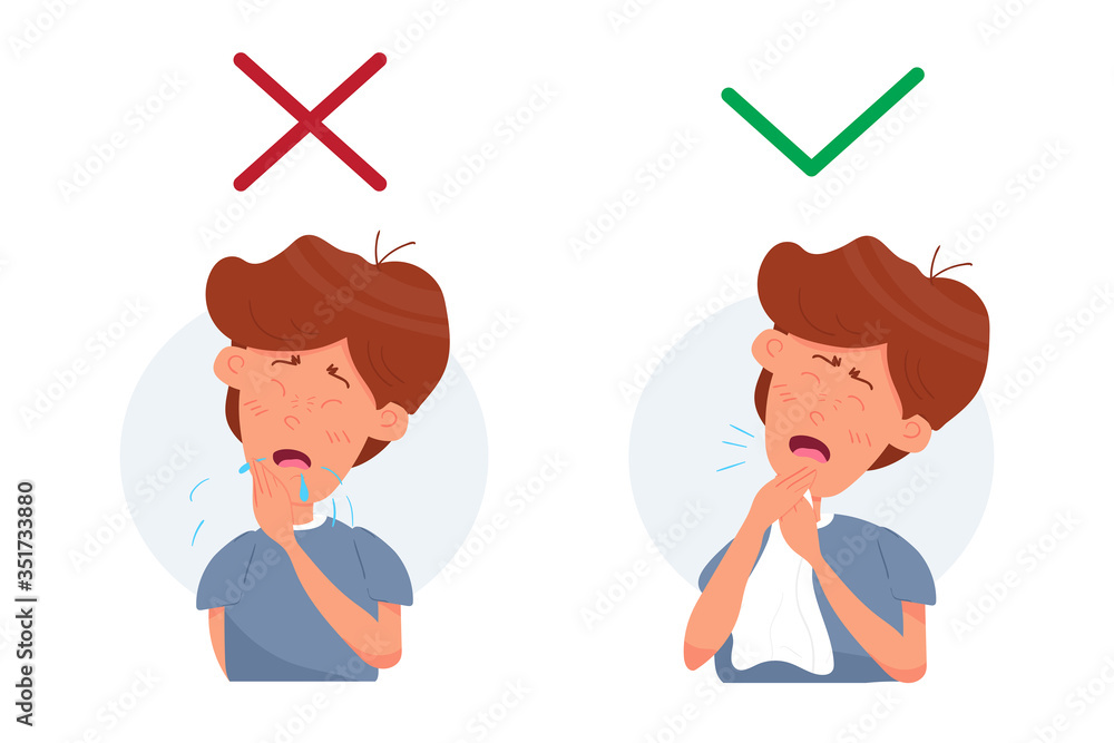 Boy kid character coughing and sneezing. Healthcare recommendation how ...