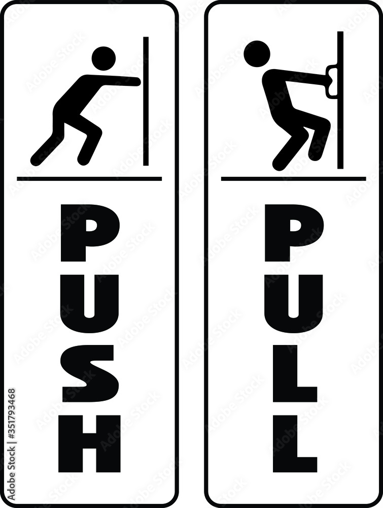 Push and pull door sign Stock Vector | Adobe Stock