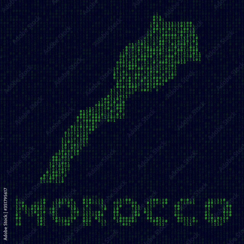 Digital Morocco logo. Country symbol in hacker style. Binary code map ...