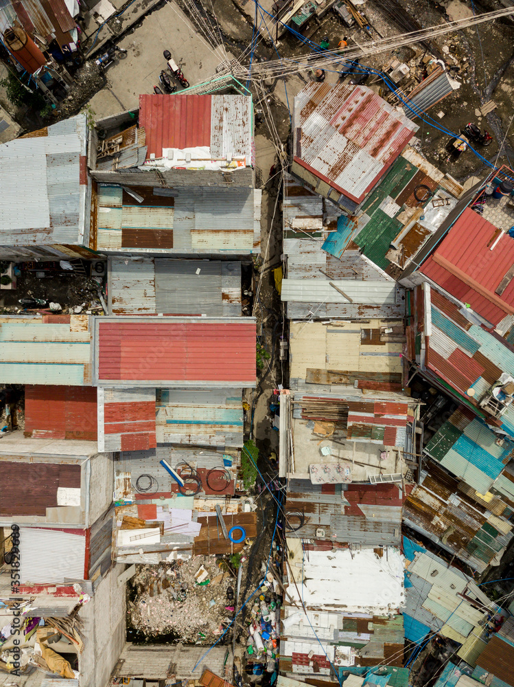 Top view of a cluster of shanties in Las Pinas. A typical Ghetto area ...