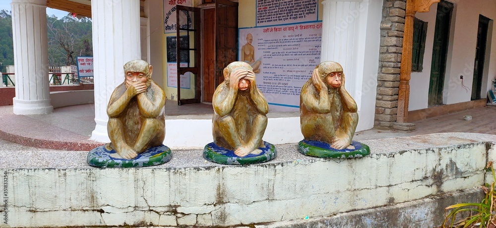 Three monkeys of mahatma gandhi Stock Photo | Adobe Stock