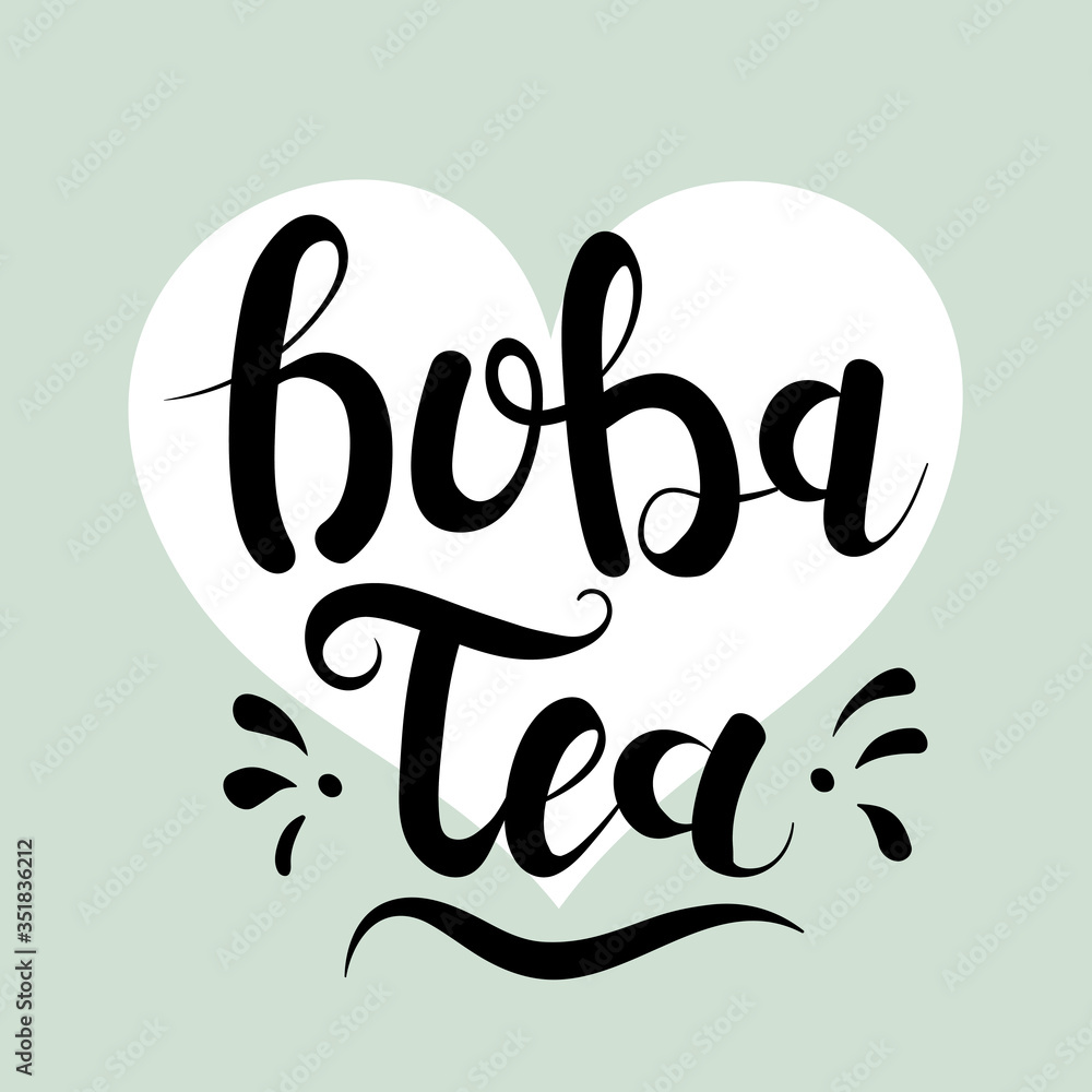 Image vectorielle Stock Boba tea hand lettering. Cute Asian bubble milk ...