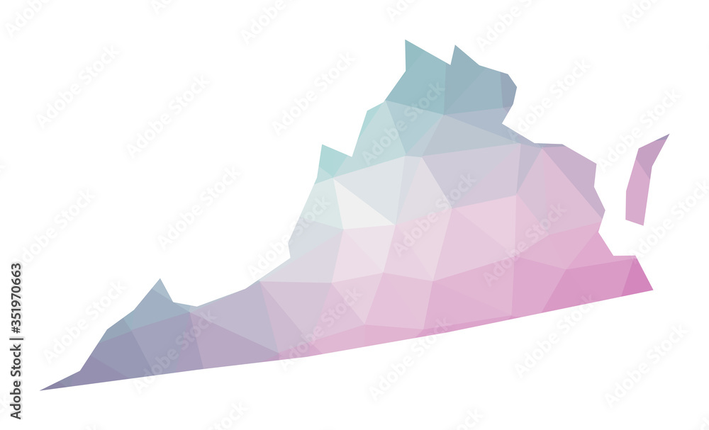 Polygonal map of Virginia. Geometric illustration of the US state in ...