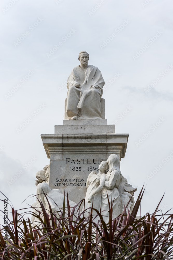 Marble statue of Louis Pasteur, a French biologist, microbiologist and ...