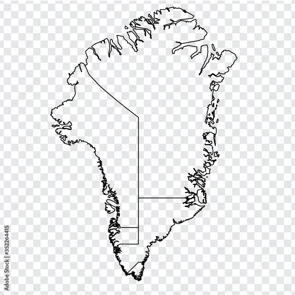 Blank map Greenland. High quality map Greenland with provinces on ...