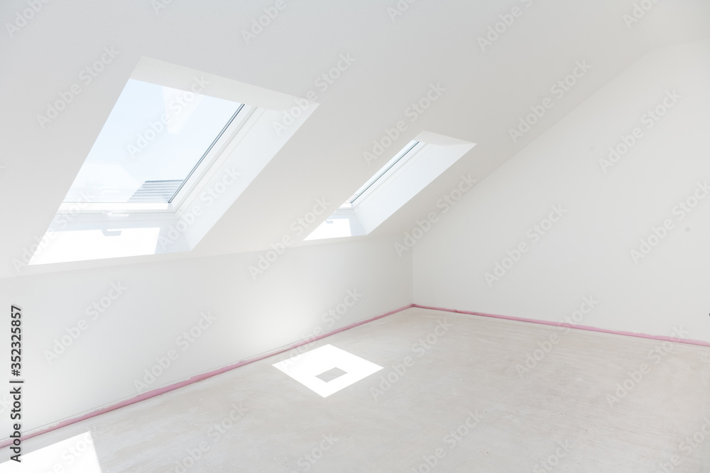 Loft refurbishment - empty room ready for renovation and new floor ...