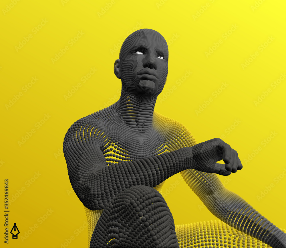 Man is thinking. Artificial intelligence concept. Digital technology ...