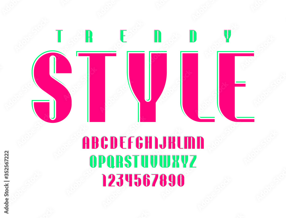 Graphic trendy font, colored alphabet sans serif, modern uppercase ...