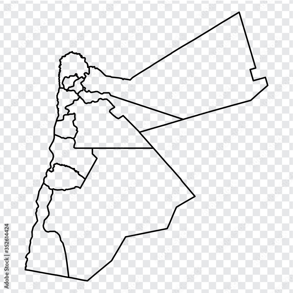 Blank map Jordan. High quality map of Jordan on transparent background. Map of Jordan with the ...