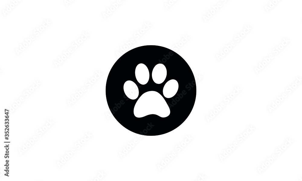 dog paw icon,circle with paw print,animal paw vector illustration 素材庫向量 ...