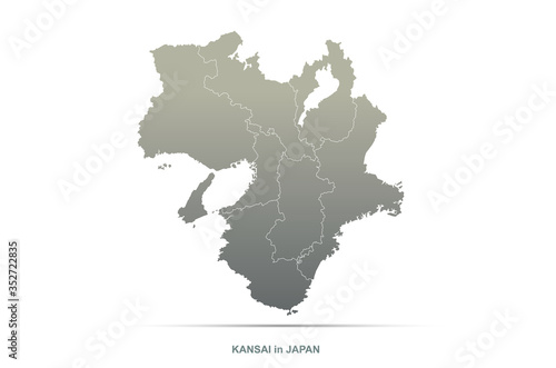 kansai map. japan regions map series. vector map of japan provinces ...