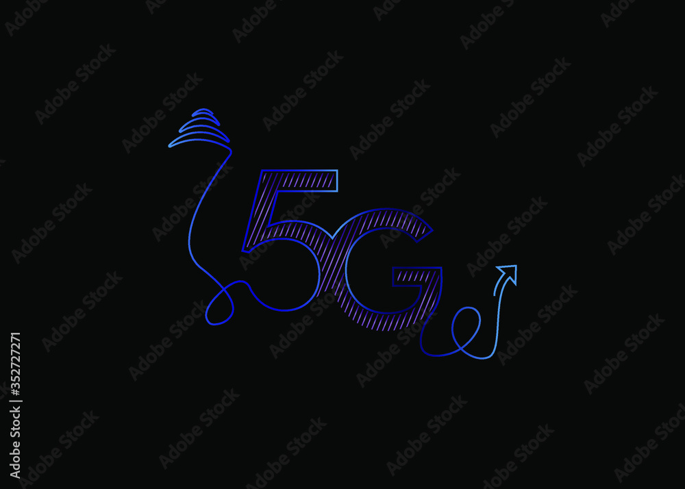 5G new wireless internet wifi connection. Big data is for binary code flow. Global network high ...
