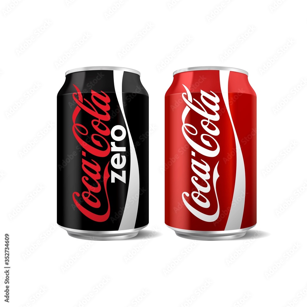 Vector illustration of classic coca-cola can isolated on white ...