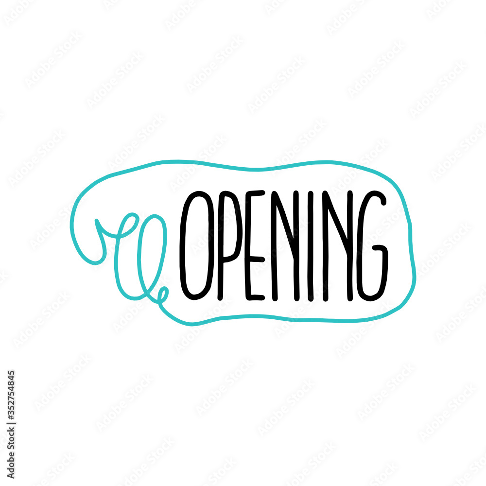 REOPENING lettering illustration. Elegant modern handwritten ...