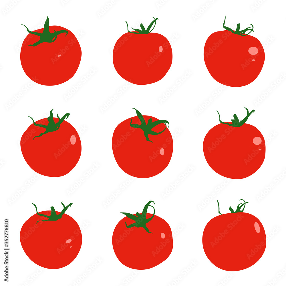 Tomatoes vector cartoon set isolated on a white background. Stock ...