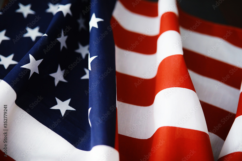 Flapping flag USA with wave. American flag for Memorial Day or 4th of ...