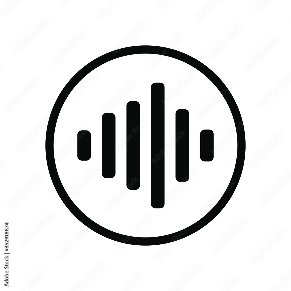 Soiled black round sound waves icon, simple digital flat design vector ...