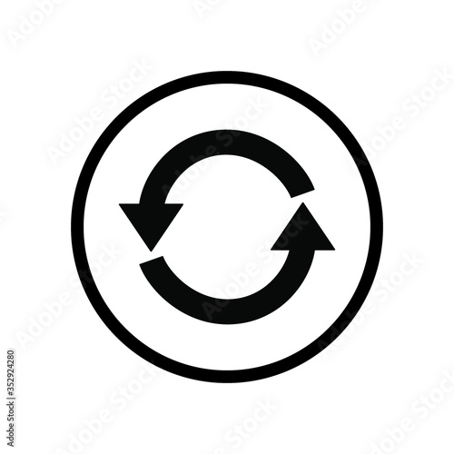 Black round workflow refresh 2 arrows icon, simple two turn shapes ...